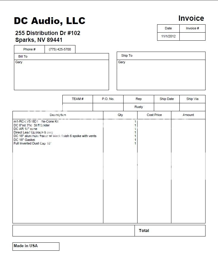 Apparently it's good news invoice day! - DC Sound Lab - Big Bass on ...
